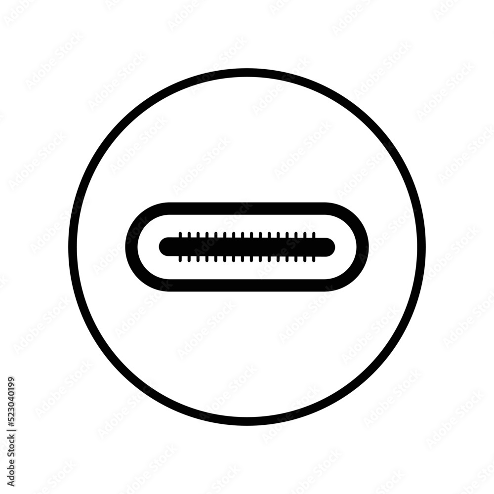 C, plug, type, usb-c, usbc icon. Black vector graphics. Stock Vector ...