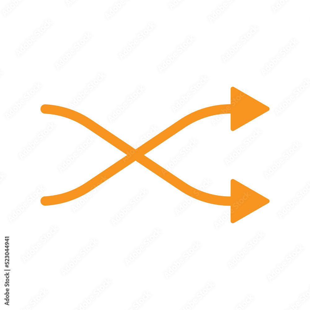 eps10 orange vector shuffle line art icon isolated on white background ...