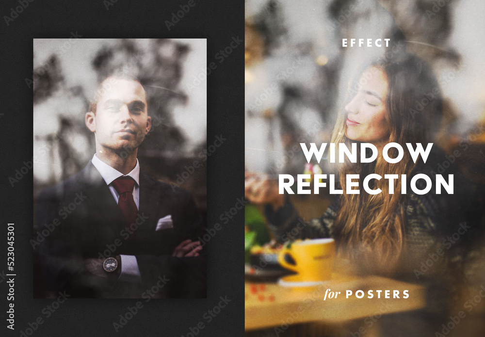 Window Reflection Poster Photo Effect Mockup Stock Template | Adobe Stock