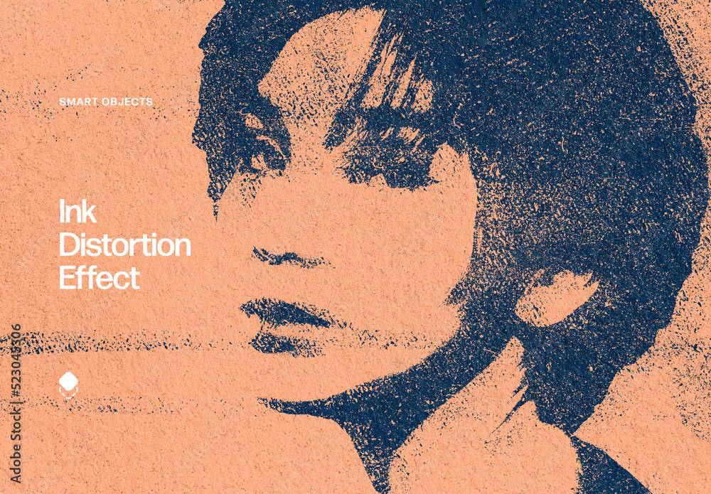 Distorted Ink Print Photo Effect Mockup Stock Template | Adobe Stock