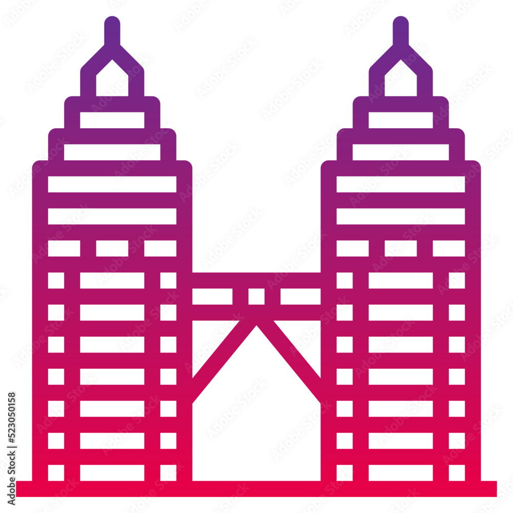 Petronas twin towers malaysia kuala lumpur - gradient icon Stock Vector ...