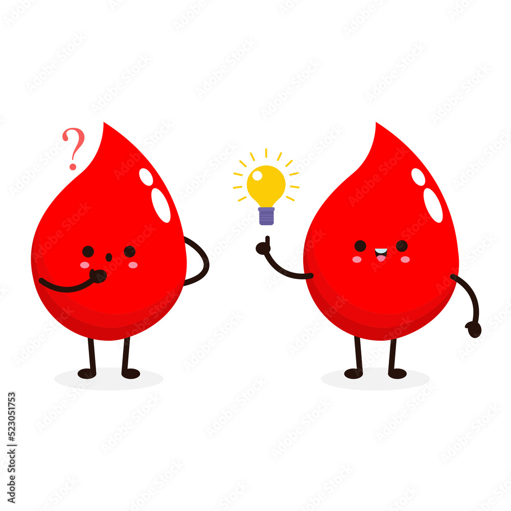 funny cartoon cute happy blood drop, World Blood Donor Day, healthy ...