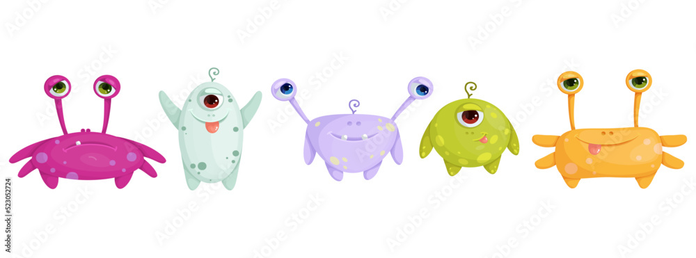 Poster Set of cartoon characters of monsters,cyclops – Wall Art | UkPosters
