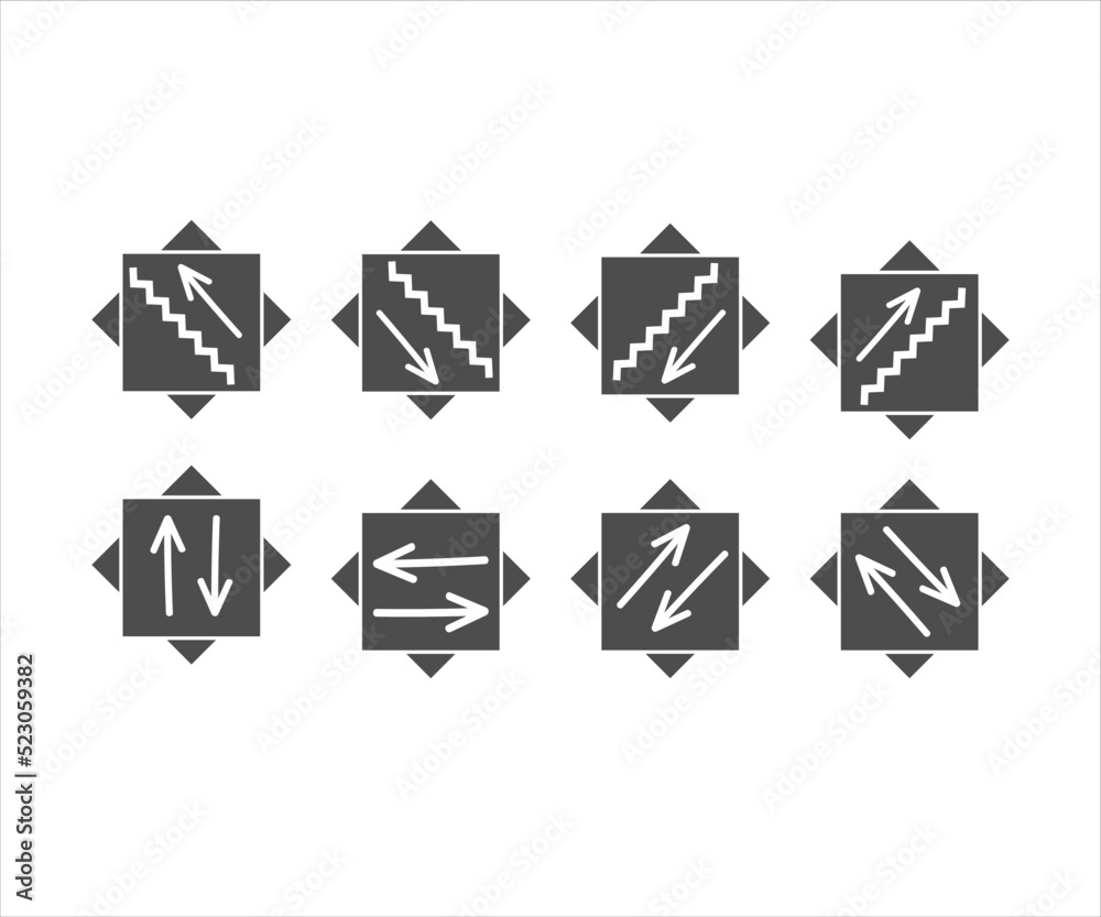 wayfinding signage. Set of vector wayfinding system icons Stock Vector ...