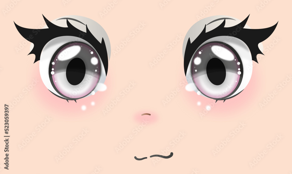 Cute anime girls eyes. Manga face expressions. Vector illustration ...