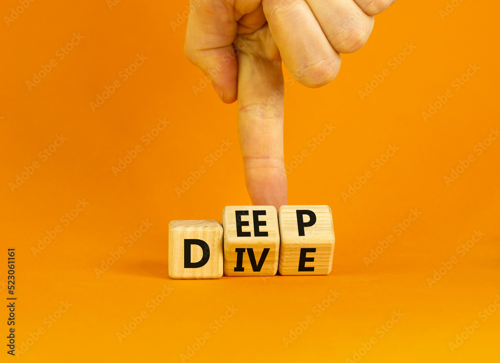 Deep dive symbol. Concept words Deep dive on wooden cubes. Beautiful ...
