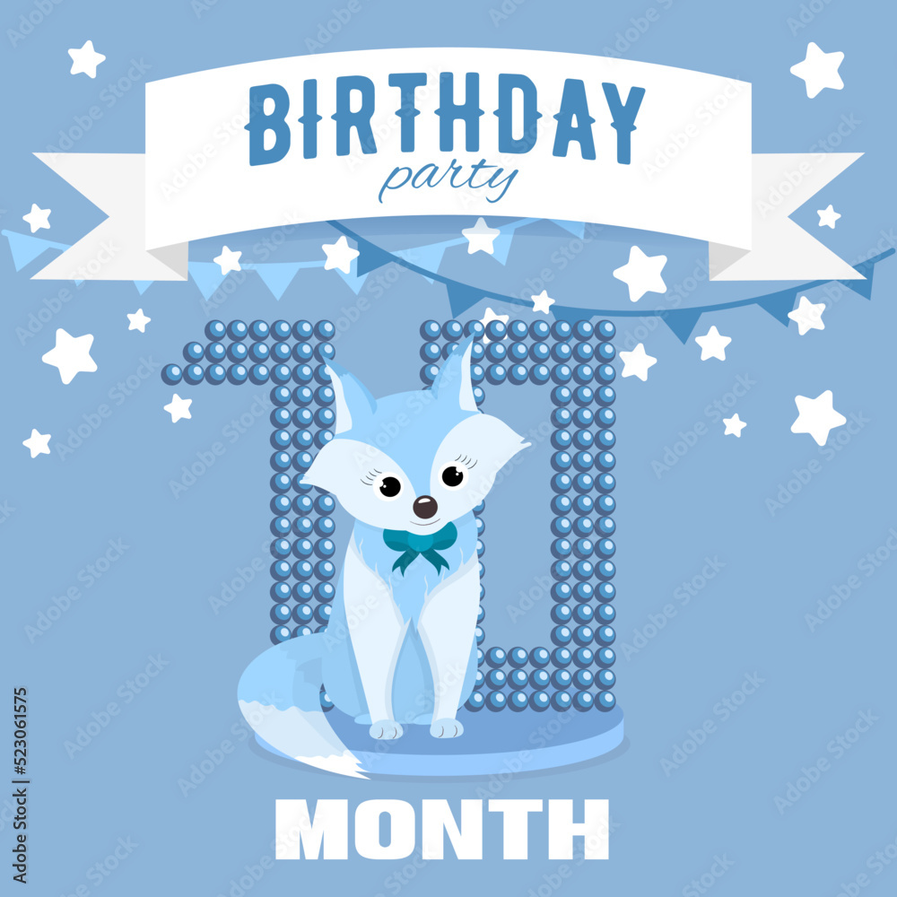 Birthday party invitation for the boy's tenth month birthday with ...