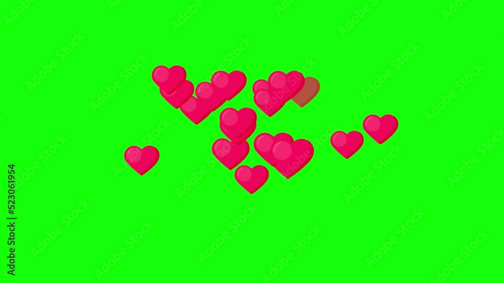 Heart emoji love symbol icon, isolated chroma key green screen ...