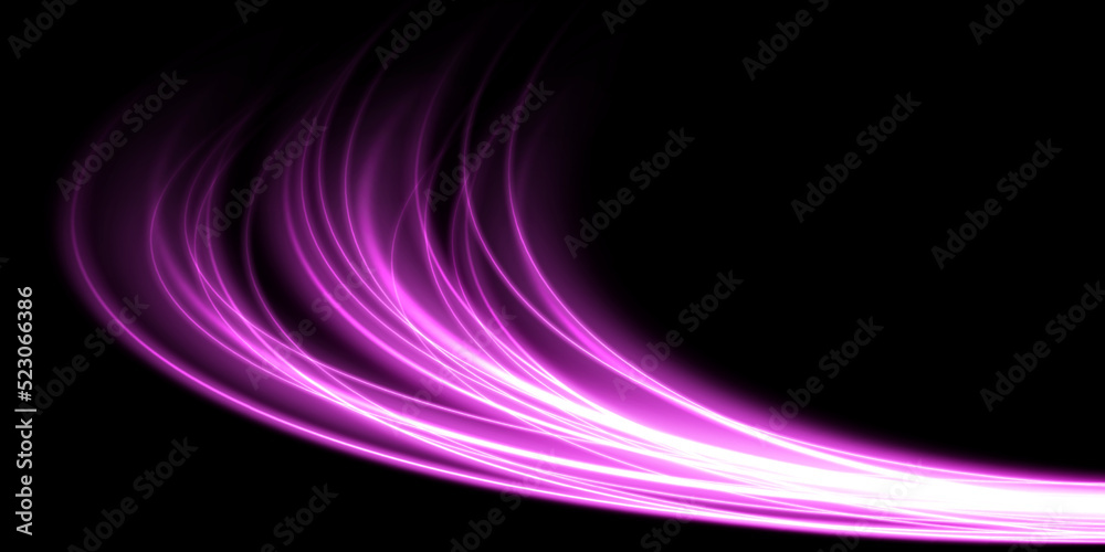 Abstract light lines of movement and speed in purple. Light everyday ...