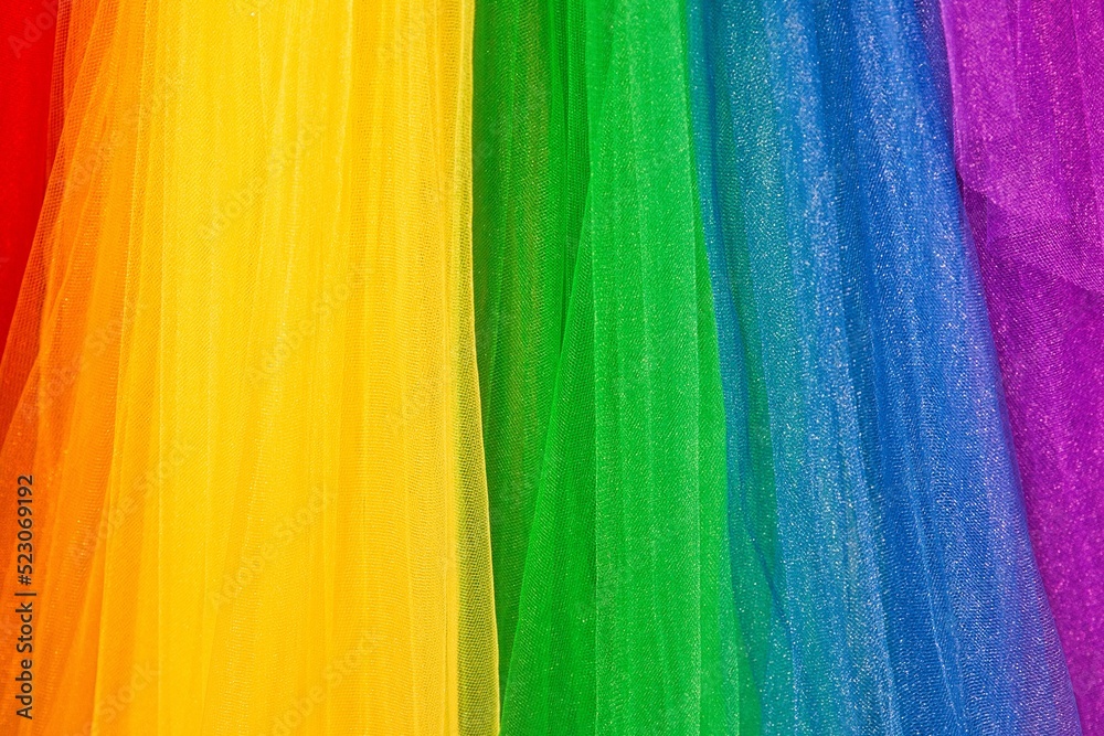 Fabric texture wavy colorful Rainbow LGBT pride flag background. Stock ...