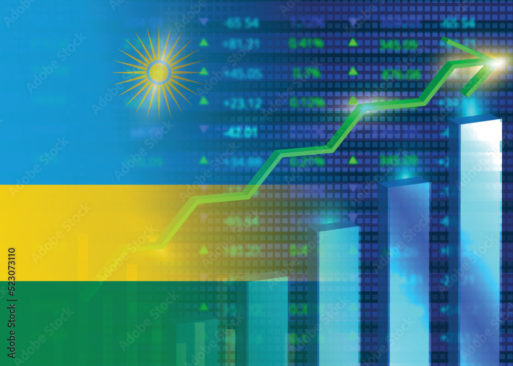 Economic growth in Rwanda.Rwanda's stock market.Rwanda flag with charts,growth arrow Stock ...
