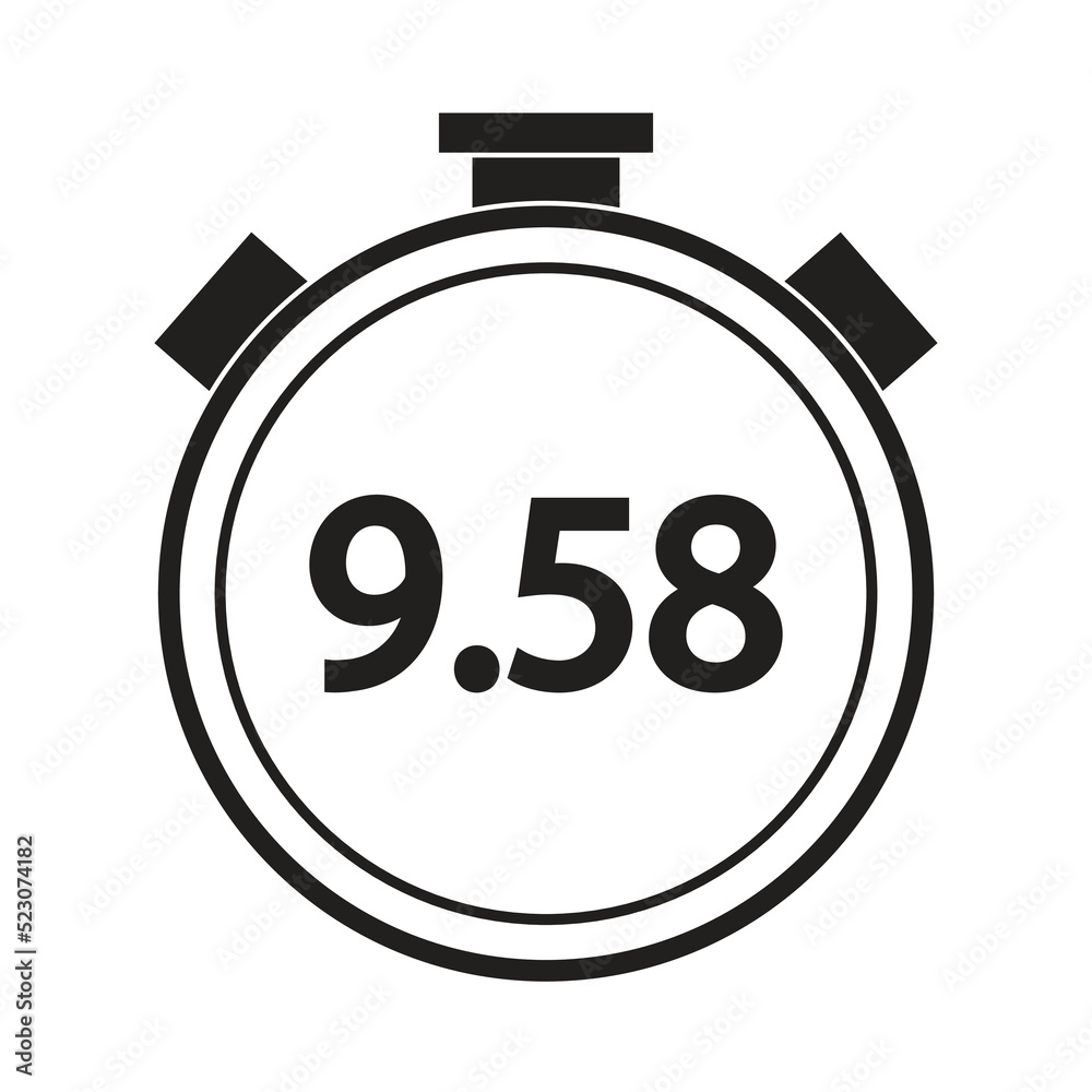 Stop watch timer icon 100 meters world record - vector illustration ...
