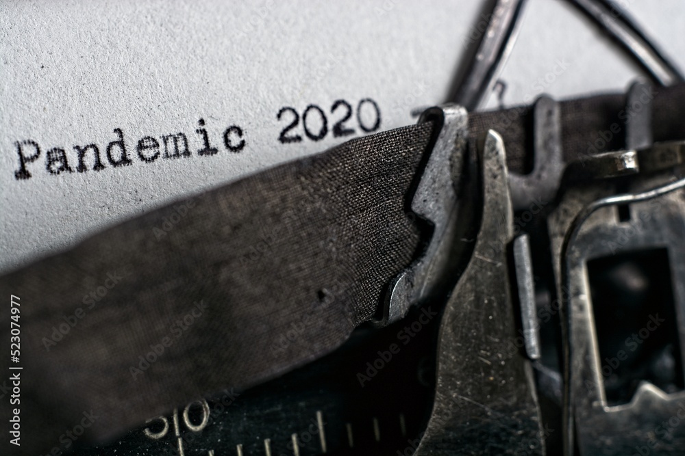 Pandemic 2020 concept with words ‘Pandemic 2020-?’ typed on mechanical ...