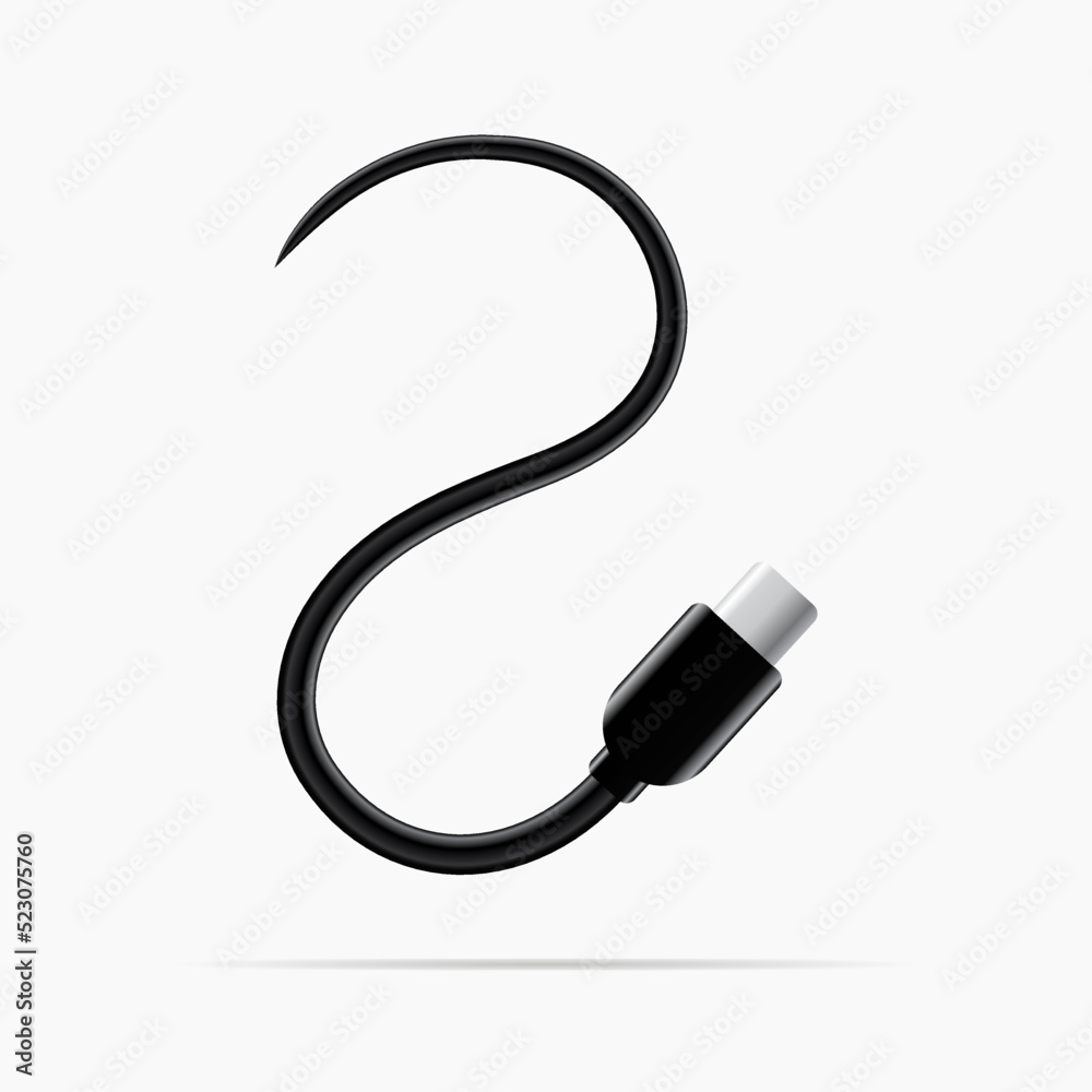 2 logo made of type c cable. Vector isolated font for digital design ...