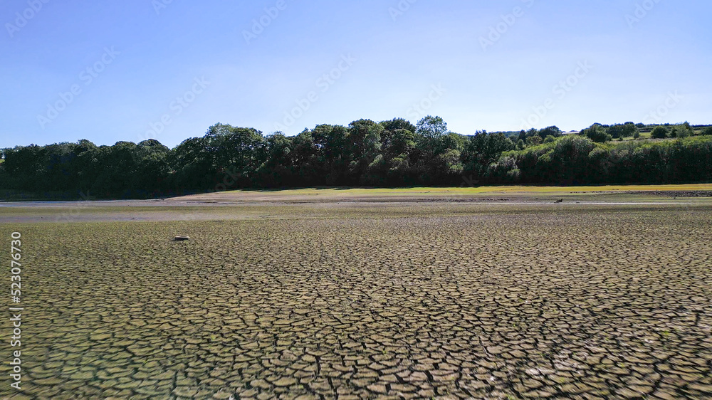 Drone footage of aerial view over Lindley Wood Reservoir, North ...