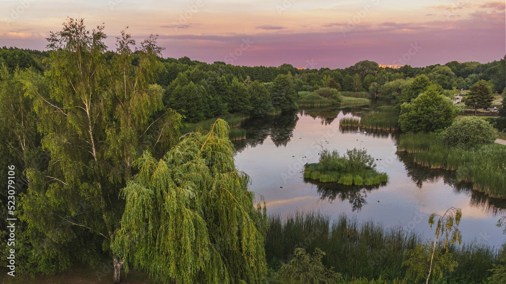 Ronald Reagan Park in Gdansk Przymorze during a beautiful sunset. Stock ...