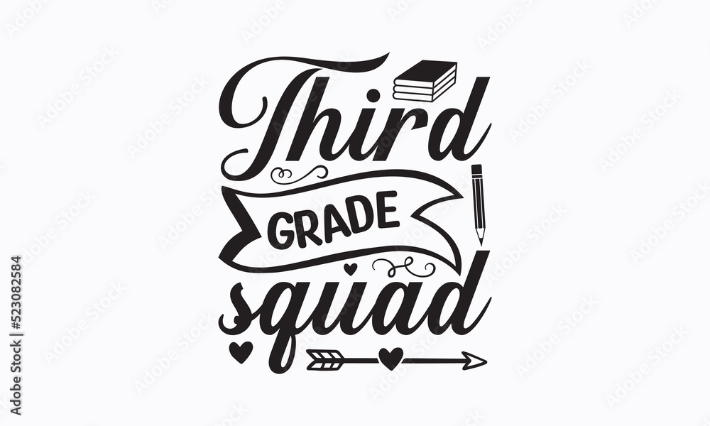 Third grade squad - Black to School They isolated vector elements. On ...