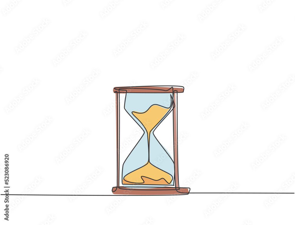 Single continuous line drawing of old retro hourglass. Classic vintage ...