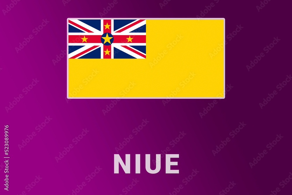 Niue flag. NU national banner. Niue patriotism symbol and name. Stock ...