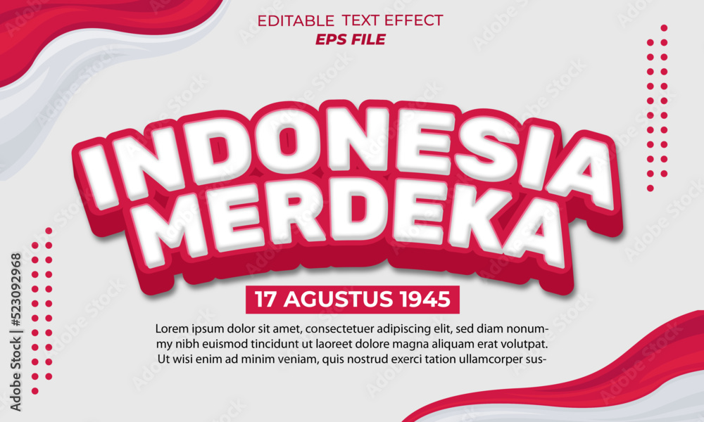 indonesia merdeka 3d text effect template Stock Vector | Adobe Stock