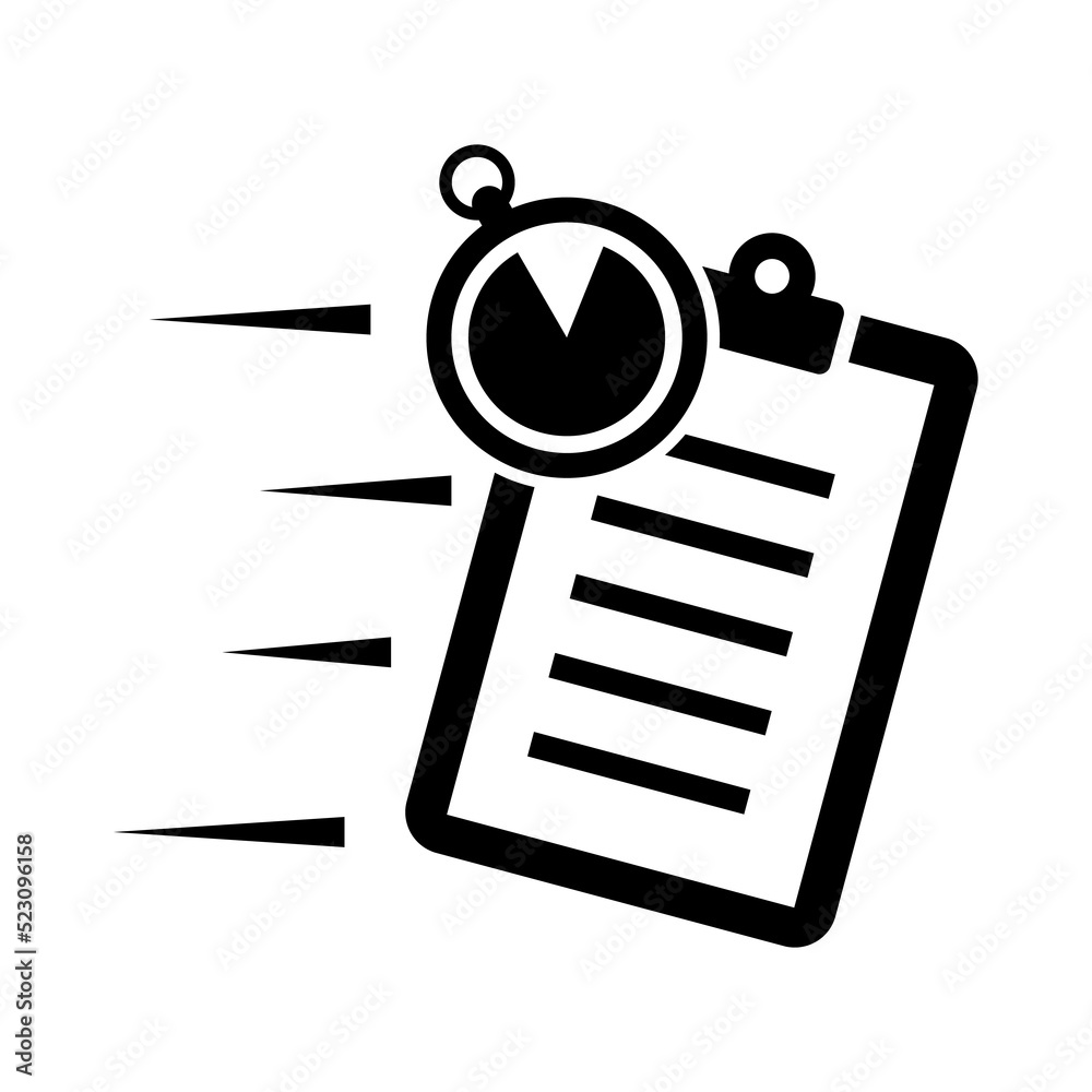 Fast review document with assess icon. Quick audit verification, check ...