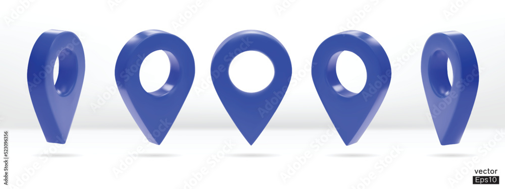 Set of map pointer isolated on white background. Blue location pin or ...