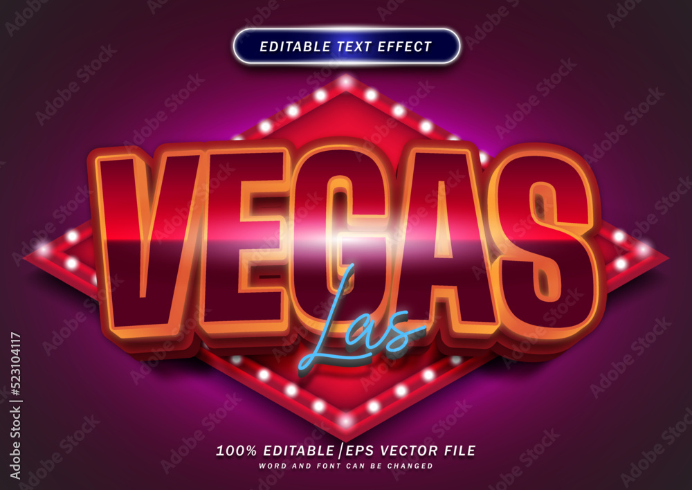 Las vegas text style effect. Luxury 3d cartoon style effect. editable ...
