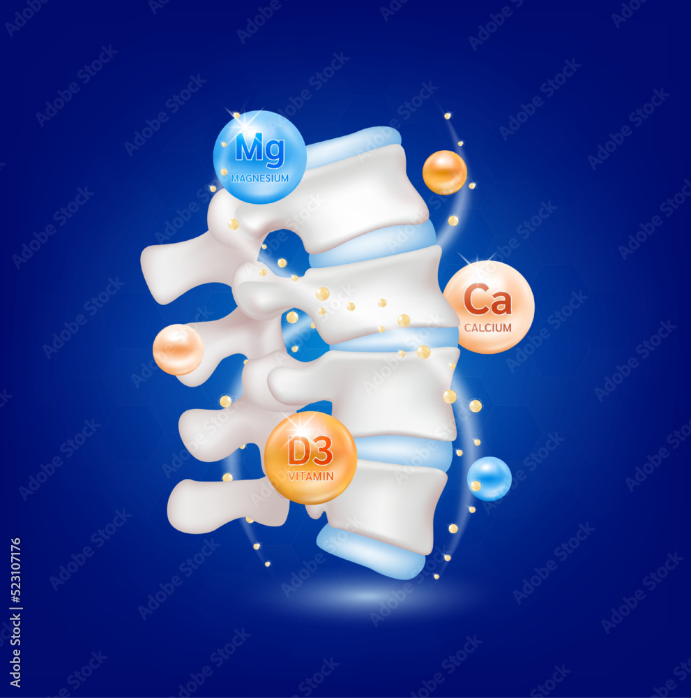 Calcium Magnesium Vitamin D3 therapy. Help heal backbone disc arthritis. Human bone anatomy ...