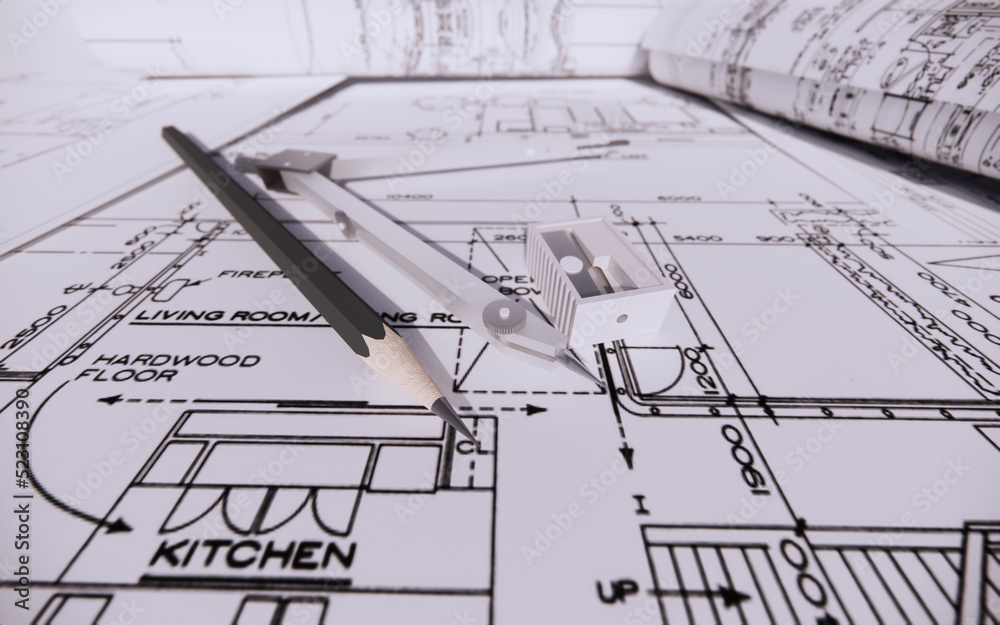 Architecture Background Design Working Drawing on Paper Stock Photo ...