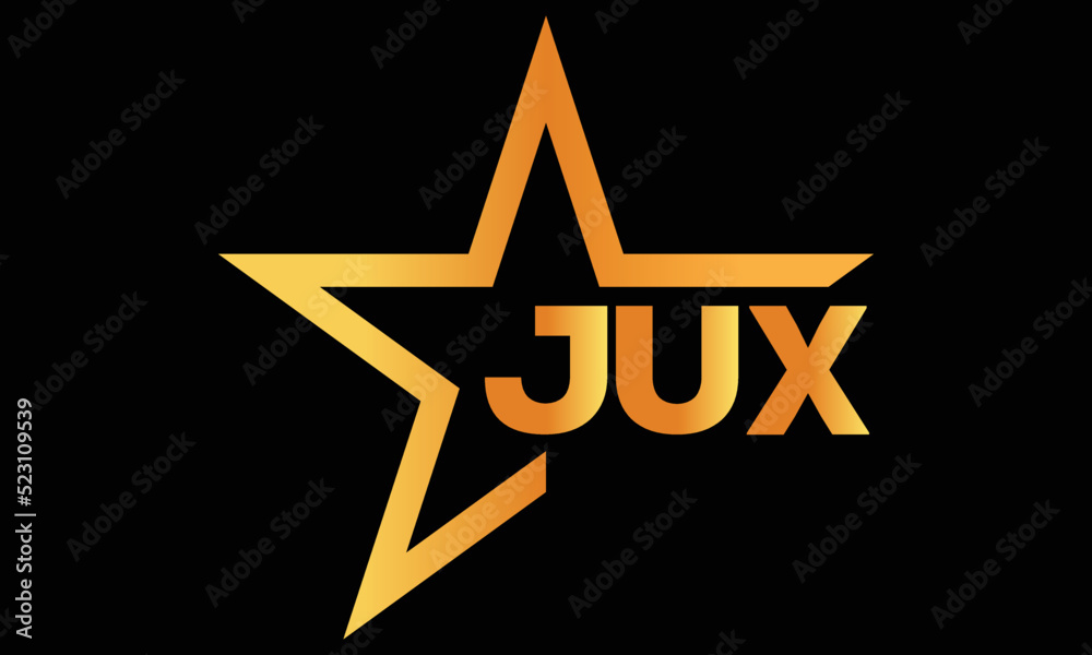 JUX golden luxury star icon three letter logo design vector template ...