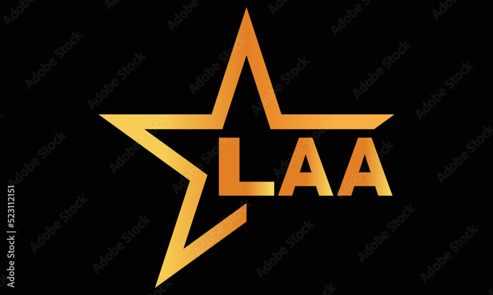 LAA golden luxury star icon three letter logo design vector template ...