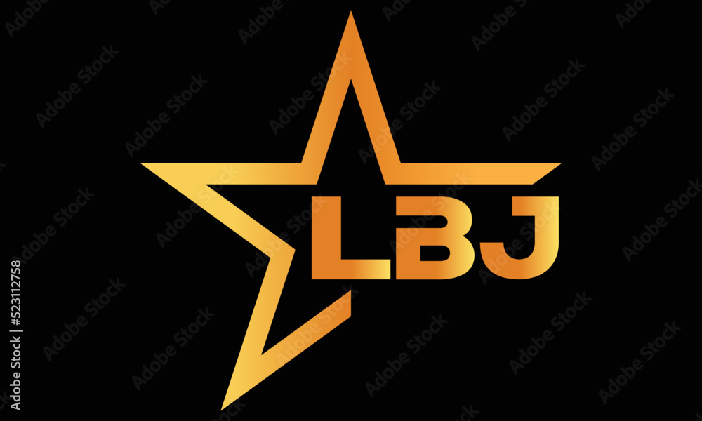 LBJ golden luxury star icon three letter logo design vector template ...