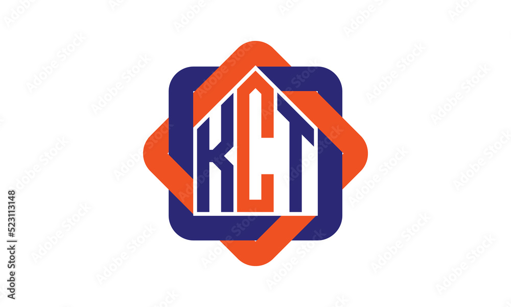 KCT three letter real estate logo with home icon logo design vector ...