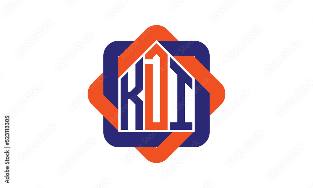 KDI three letter real estate logo with home icon logo design vector ...