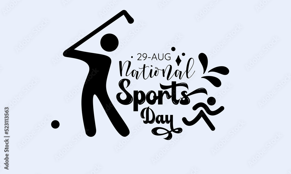 National Sports Day calligraphic banner design on isolated background ...