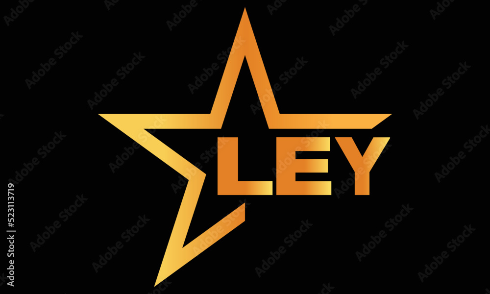 LEY golden luxury star icon three letter logo design vector template ...