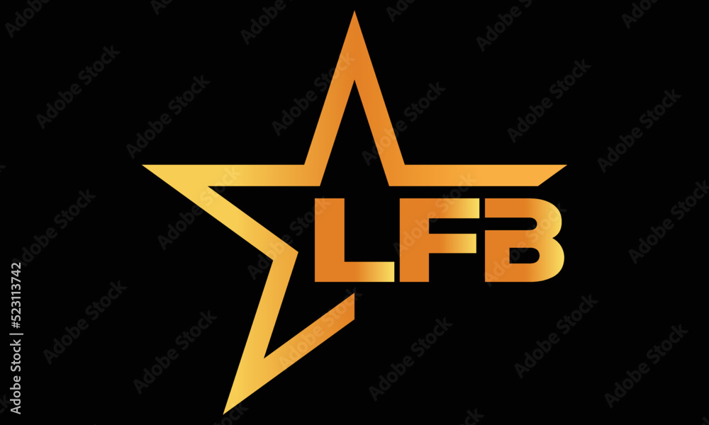 LFB golden luxury star icon three letter logo design vector template ...