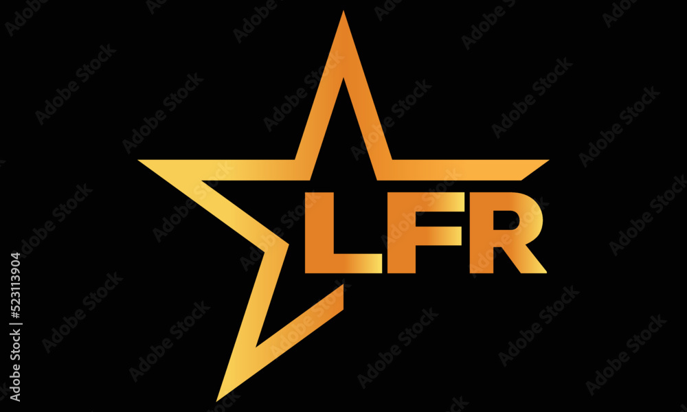 LFR golden luxury star icon three letter logo design vector template ...