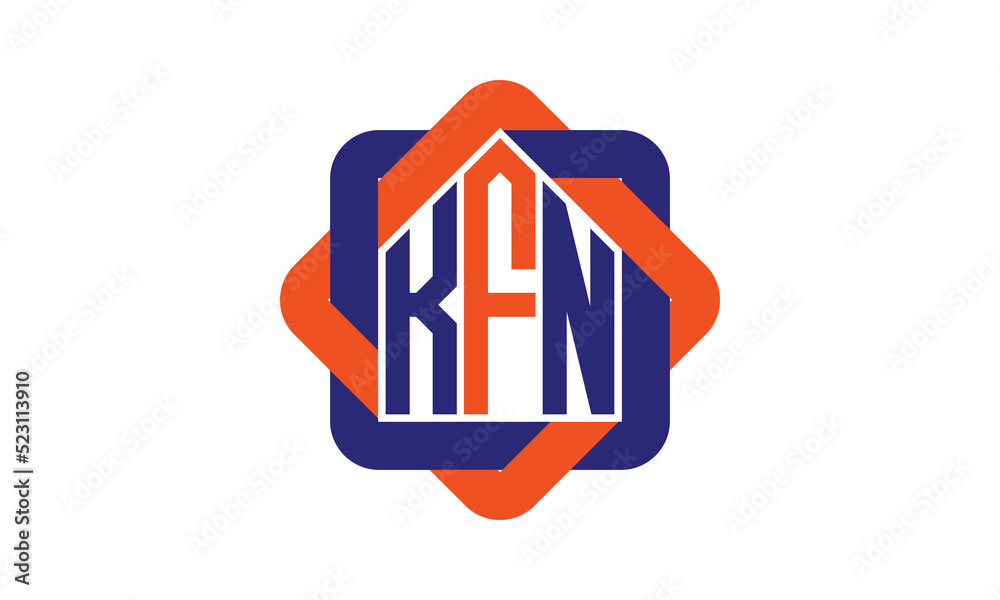 KFN three letter real estate logo with home icon logo design vector ...