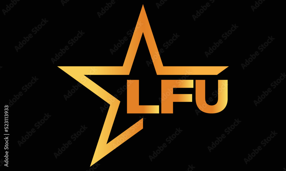 LFU golden luxury star icon three letter logo design vector template ...