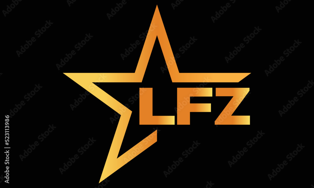 LFZ golden luxury star icon three letter logo design vector template ...