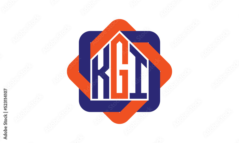 KGI three letter real estate logo with home icon logo design vector ...