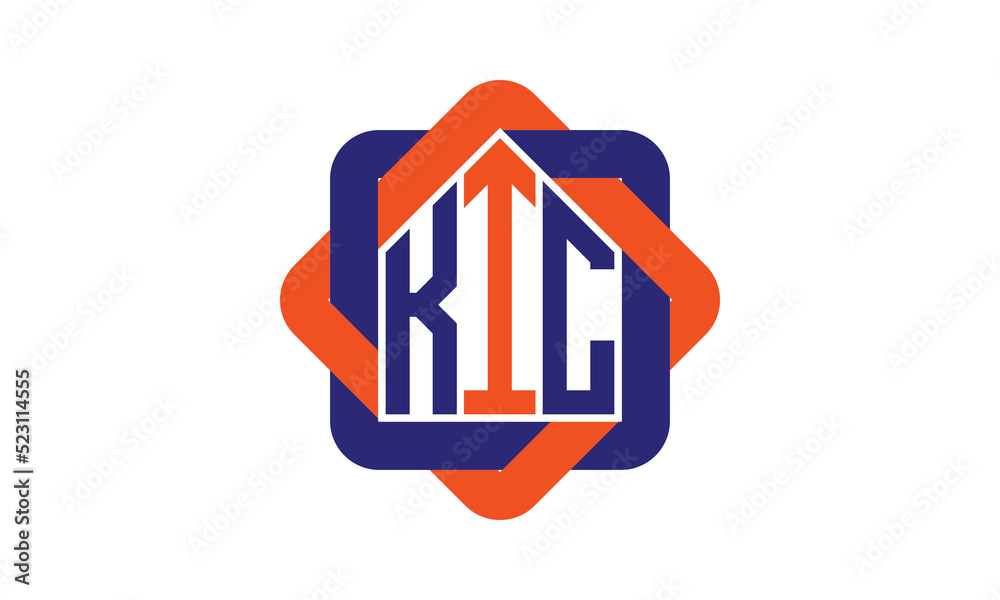 KIC three letter real estate logo with home icon logo design vector ...