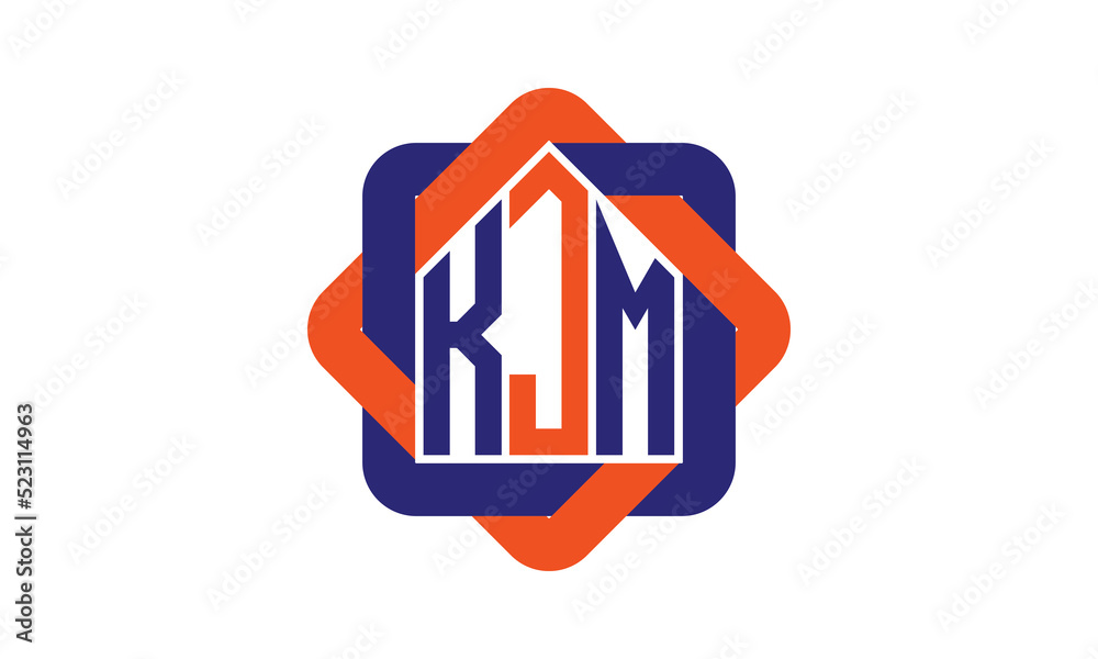 KJM three letter real estate logo with home icon logo design vector ...