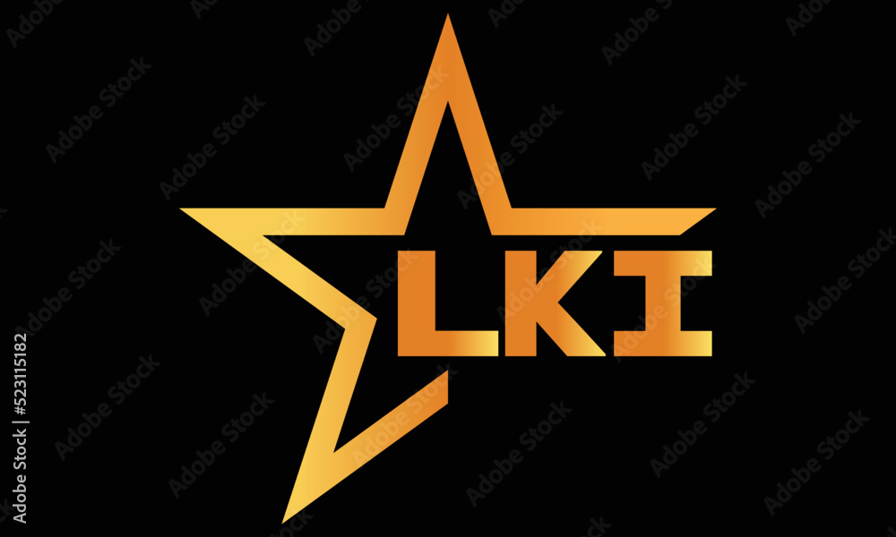 Vecteur Stock LKI golden luxury star icon three letter logo design ...