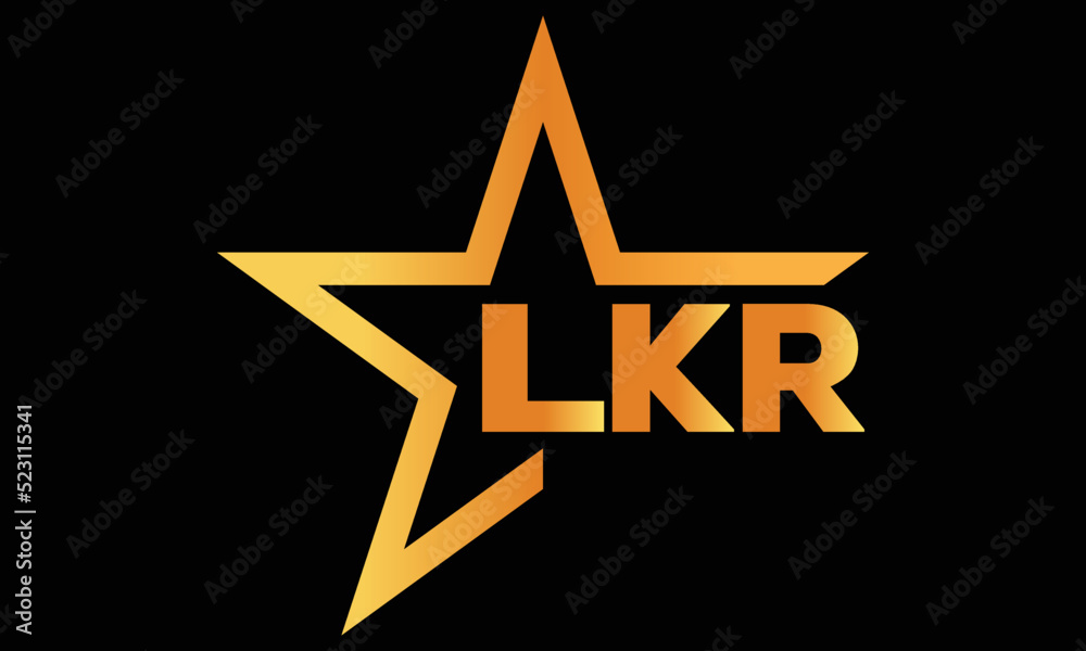 LKR golden luxury star icon three letter logo design vector template ...