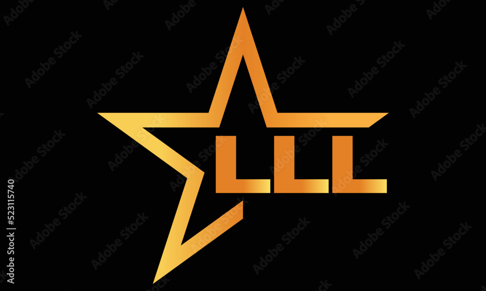 LLL golden luxury star icon three letter logo design vector template ...