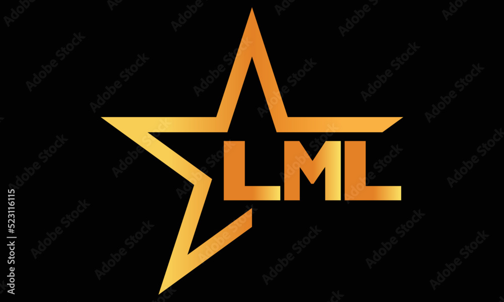 LML golden luxury star icon three letter logo design vector template ...