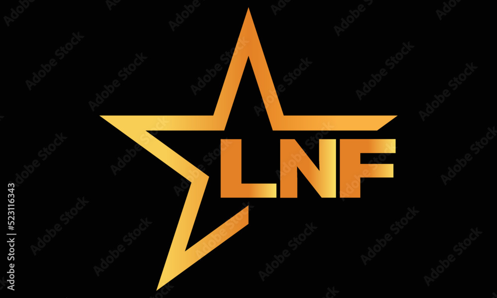 LNF golden luxury star icon three letter logo design vector template ...