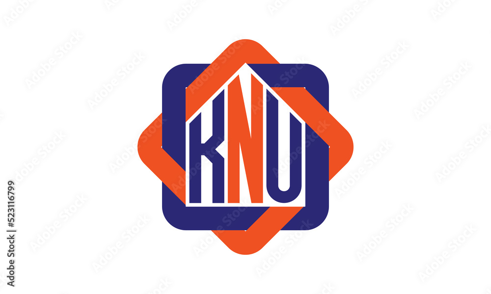 KNU three letter real estate logo with home icon logo design vector ...